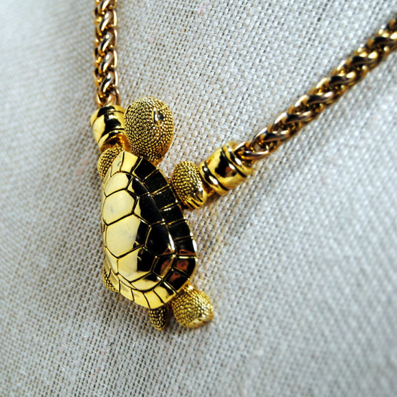 Jewelry | Necklace Gold Plated Turtle With Chunky Chain | Poshmark